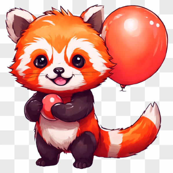 Download Kawaii Red Panda with Orange Balloon Kawaii Online - Creative ...