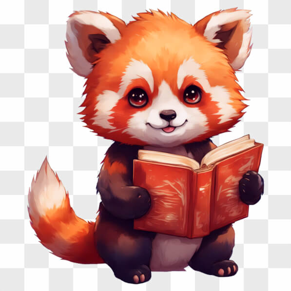 Download Kawaii Red Panda Reading a Book Kawaii Online - Creative Fabrica