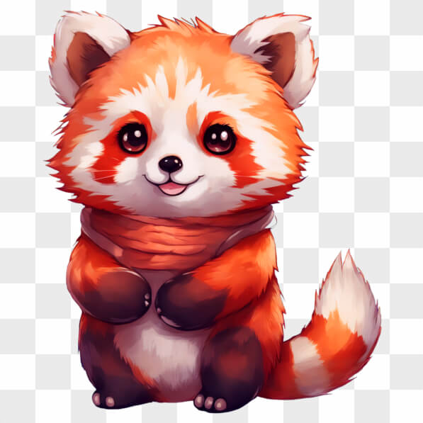 Download Kawaii Red Panda with Orange Scarf and Smiling Expression ...