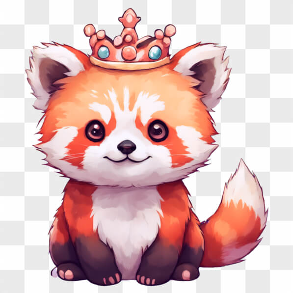 Download Kawaii Red Panda with Crown Kawaii Online - Creative Fabrica