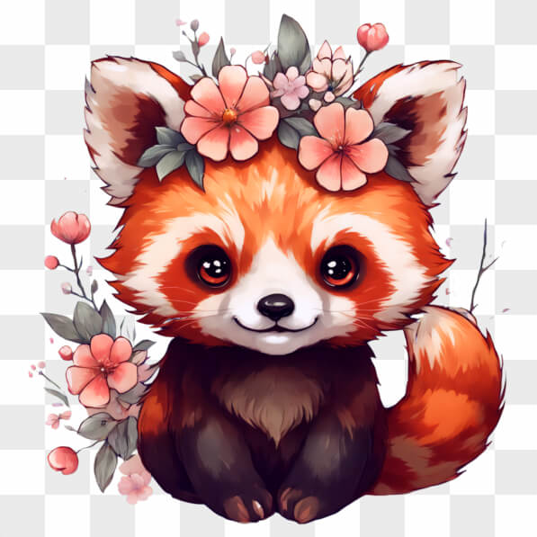 Download Kawaii Red Panda with Flowers Kawaii Online - Creative Fabrica