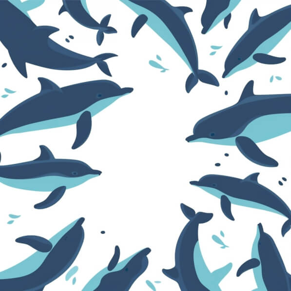 Scarica Delfini che nuotano in cerchio Sfondi Online - Creative Fabrica