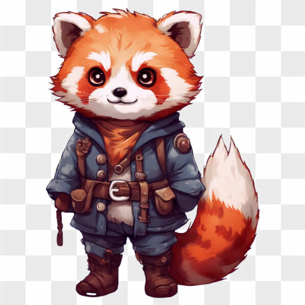 Download Kawaii Cartoon Red Panda in Video Game Outfit Kawaii Online ...
