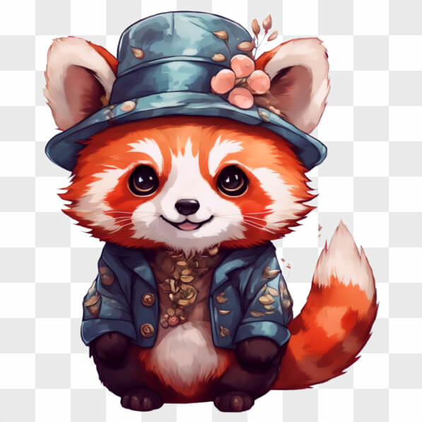 Download Kawaii Red Panda in Cute Outfit and Hat Kawaii Online ...