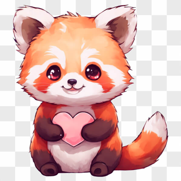Download Kawaii Red Panda with Heart Kawaii Online - Creative Fabrica