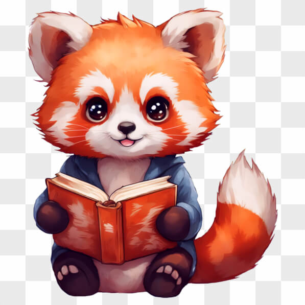 Download Kawaii Red Panda Reading a Book Kawaii Online - Creative Fabrica