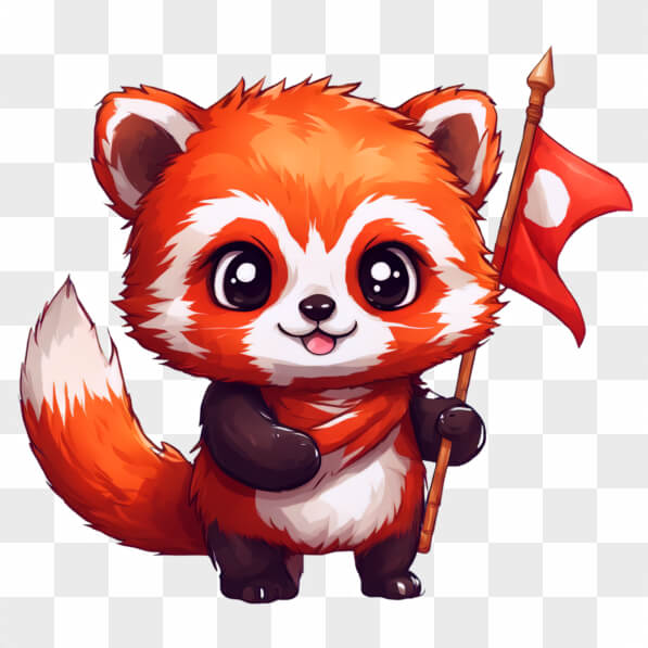 Download Kawaii Red Panda Holding Orange Flag Kawaii Online - Creative ...