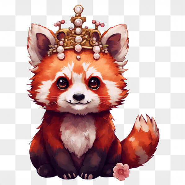 Download Kawaii Red Panda with Crown Kawaii Online - Creative Fabrica