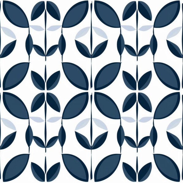 Download Blue and White Geometric Pattern with Leaf Shapes Patterns ...