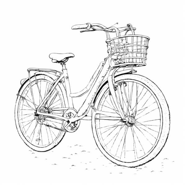 Download Black-and-White Bicycle Drawing Coloring pages Online ...