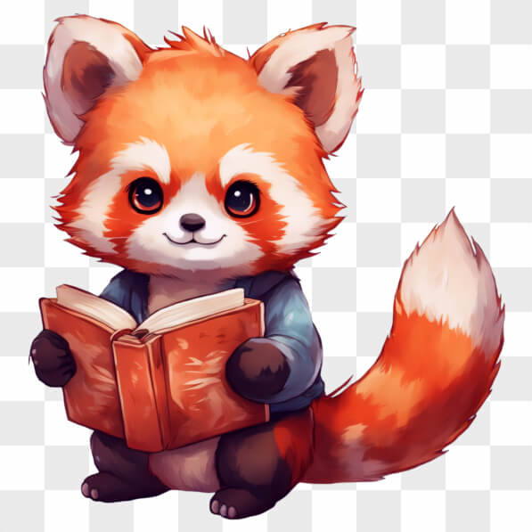 Download Kawaii Red Panda Reading a Book Kawaii Online - Creative Fabrica