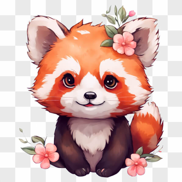 Download Kawaii Red Panda with Flowers Kawaii Online - Creative Fabrica
