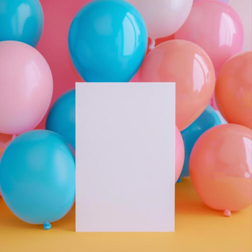 Download Blank Card with Colorful Balloons and Polka Dots Mockups ...
