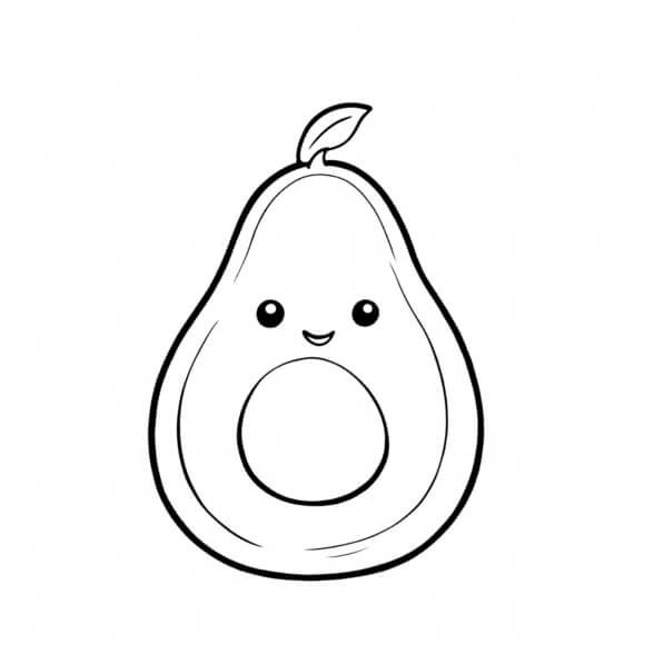 Download Kawaii Avocado with Smiley Face Coloring pages Online ...