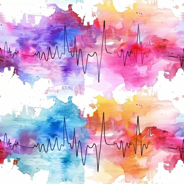 Download Colorful Watercolor Heartbeat Pattern on White Background ...