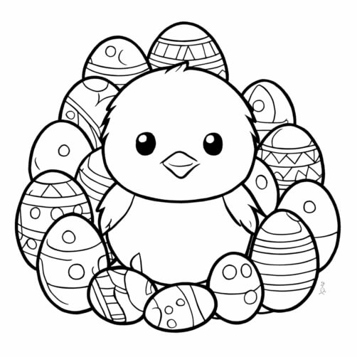 Download Cute Chick and Easter Eggs Coloring Pages Coloring pages ...