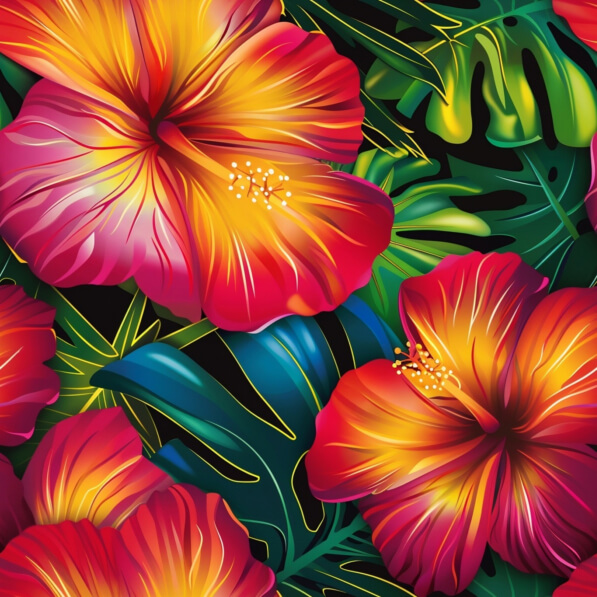 Download Seamless Hibiscus Flower Pattern Patterns Online - Creative ...