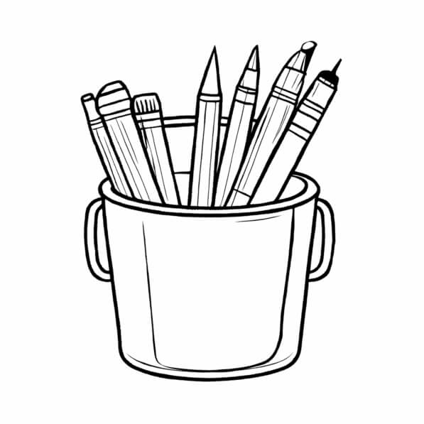 Download Bucket of Art Supplies with Pencils, Markers, and Crayons ...