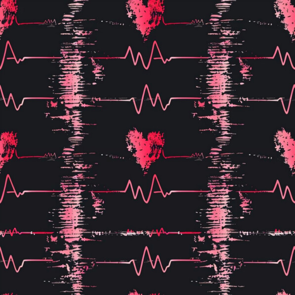 Download Seamless Pink Heartbeat Pattern on Black Background Patterns ...