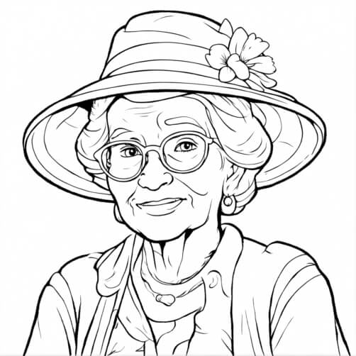 Download Coloring Page: Old Woman with Glasses Coloring pages Online ...