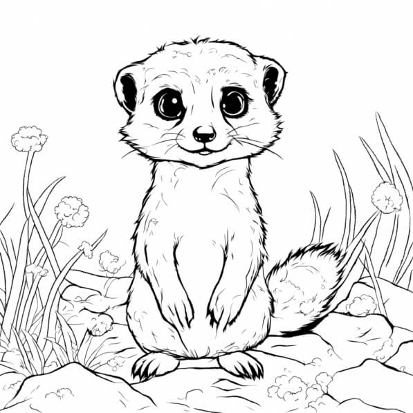 Baixe Página de Colorir de Suricata Colorir páginas - Creative Fabrica