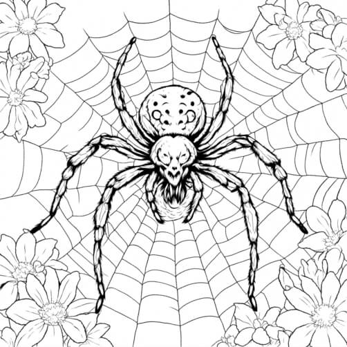 Download Black and White Spider Drawing Coloring pages Online ...