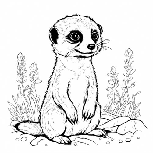 Descarga Dibujo de Suricata en Blanco y Negro Páginas para colorear En ...