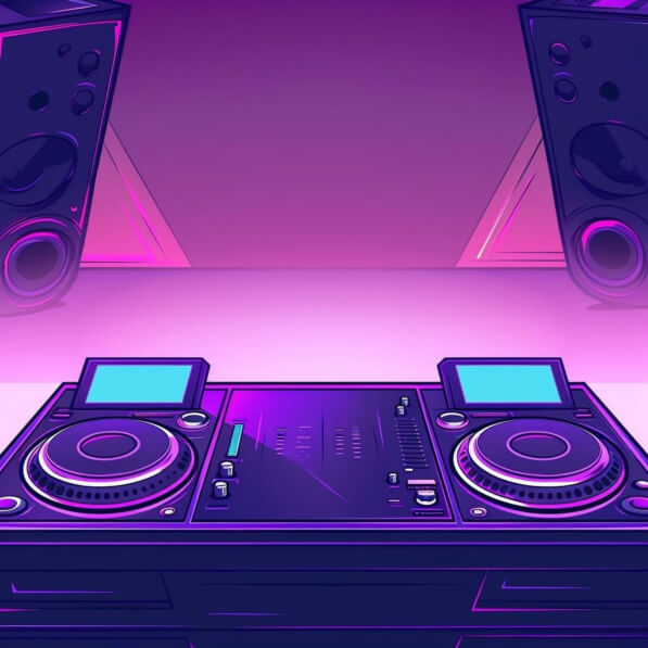 Download Illustration of DJ Setup with Speakers and Purple Lighting ...