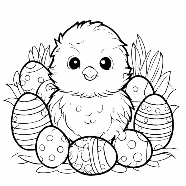 Download Cute Chick and Easter Eggs Coloring Pages Coloring pages ...