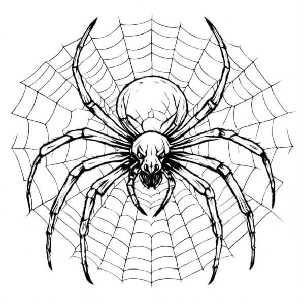 Download Black and White Spider Drawing Coloring pages Online ...