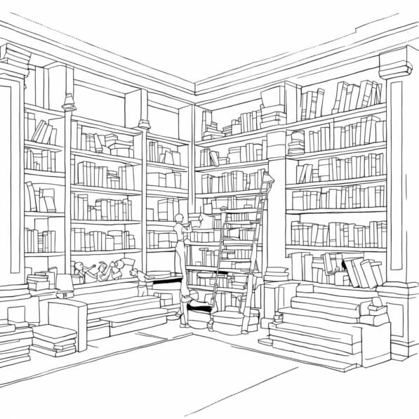 Descarga Ilustración de Biblioteca Vacía Páginas para colorear En Línea ...