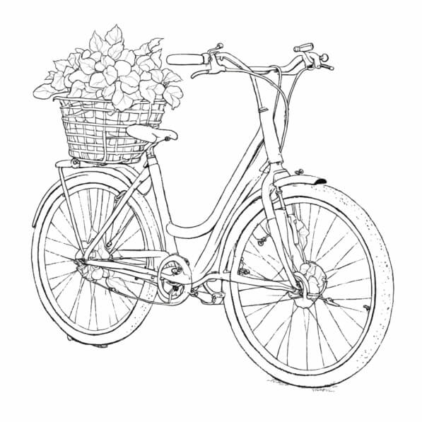 Download Artistic Bicycle Drawing with Flowers Coloring pages Online ...