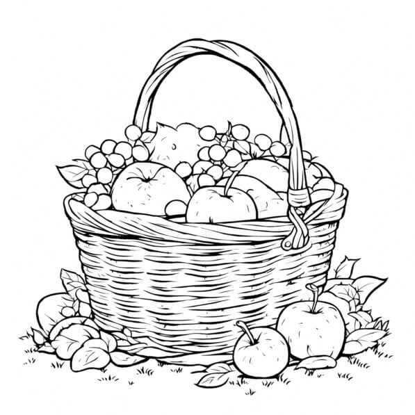 Download Herfst Fruitmand Kleurplaten online op Creative Fabrica