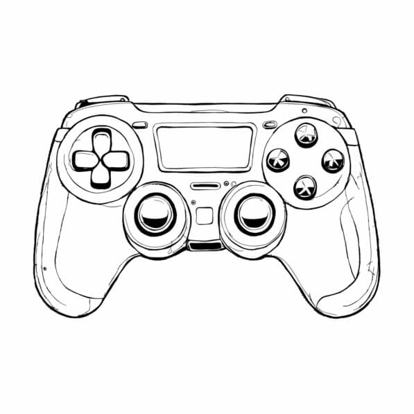 Download Black-and-White Electronic Gaming Controller Drawing Coloring ...