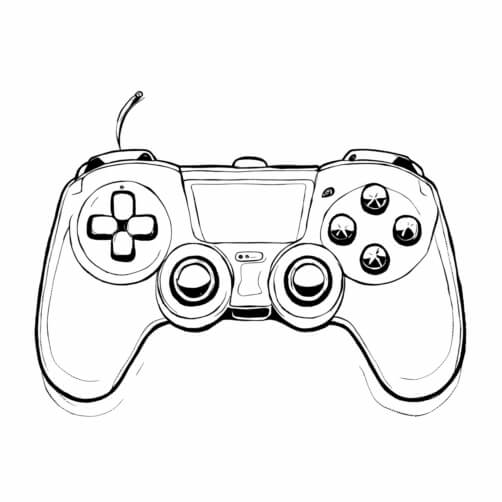 Download Black and White Drawing of Gaming Controller with Fruits and ...