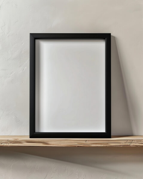 Descarga Repisa de madera con marco vacío y plantas Mockups En Línea ...