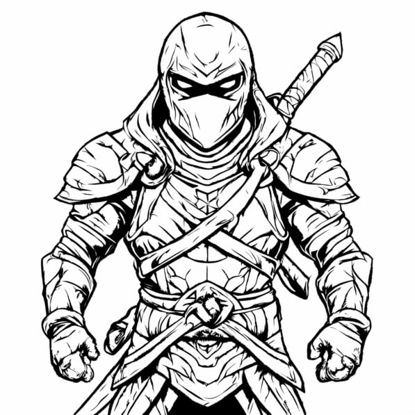 Download Black and White Ninja with Two Swords - Coloring Page Coloring ...