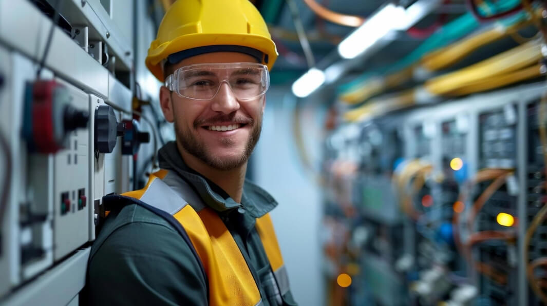 Download Professional Electrician in Electrical Room Backgrounds Online ...