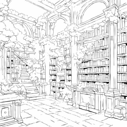 Download Black and White Bookcase Drawing Coloring pages Online ...