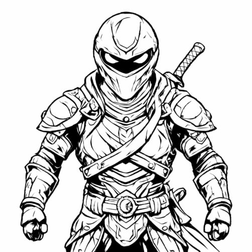 Download Black and White Ninja with Two Swords - Coloring Page Coloring ...