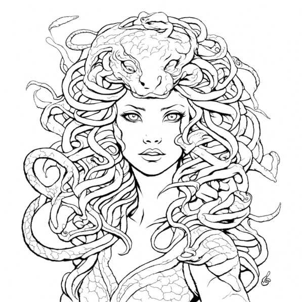 Download Medusa Coloring Page Coloring pages Online - Creative Fabrica