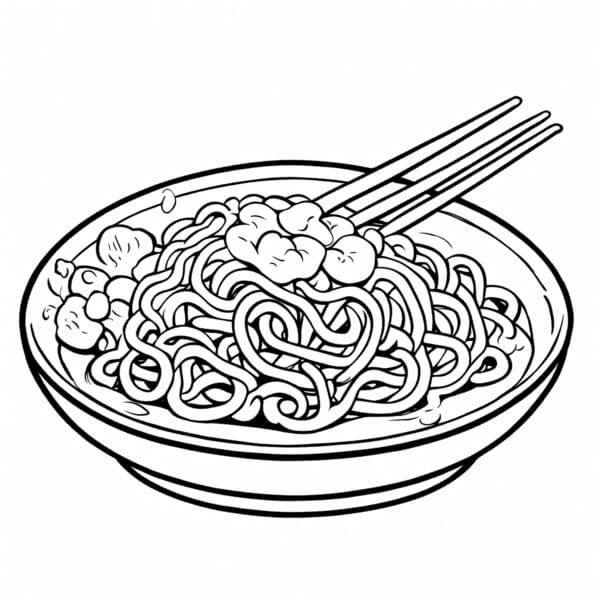 Download Bowl of Noodles with Chopsticks Coloring pages Online ...