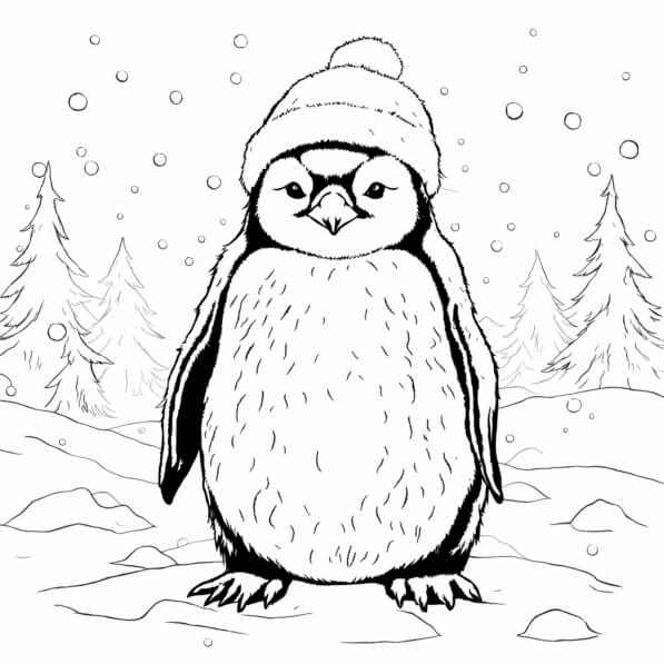 Download Penguin in the Snow Coloring Page Coloring pages Online ...