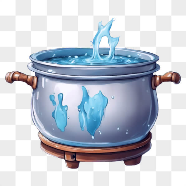Download Large Pot with Blue Liquid Cartoons Online - Creative Fabrica