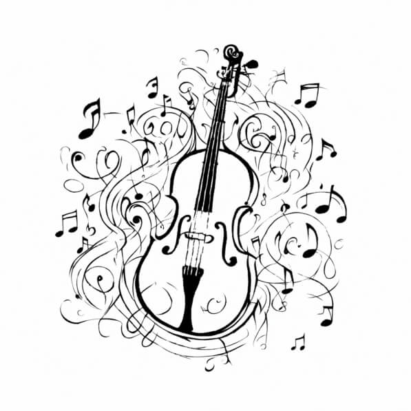 Descarga Dibujo de Instrumento Musical con Notas Musicales Páginas para ...