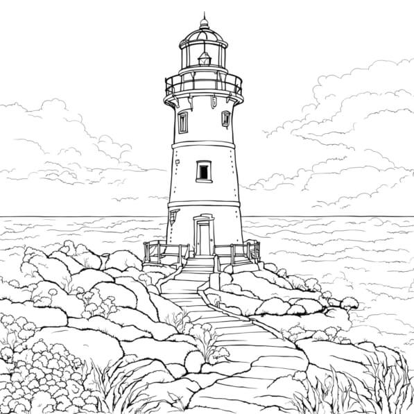 Download Lighthouse in the Ocean Coloring Page Coloring pages Online ...