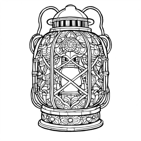 Descarga Dibujo De Linterna Ornamentada En Blanco Y Negro Páginas Para Colorear En Línea