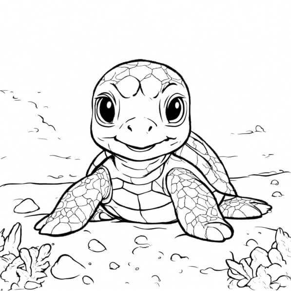 Descarga Página para colorear de una tortuga bebé Páginas para colorear ...
