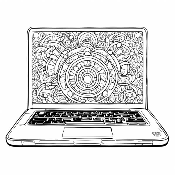 Download Open Laptop with Colorful Designs Coloring pages Online ...