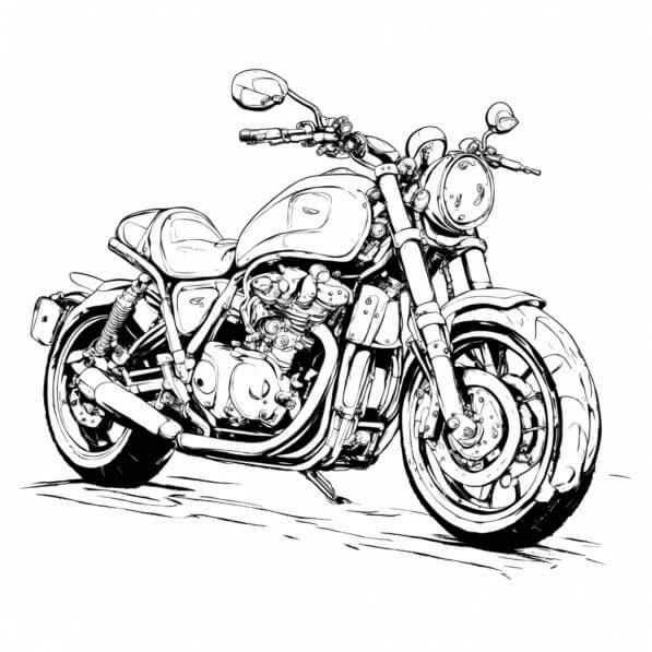 Download Elegant Motorcycle Drawing on Roadside Coloring pages Online ...
